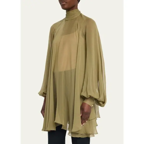 Prabal Gurung Silk Georgette Oversized Trapeze Blouse