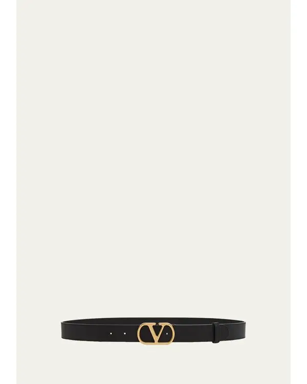 Valentino Garavani Vlogo Signature Leather Belt 30mm - Black
