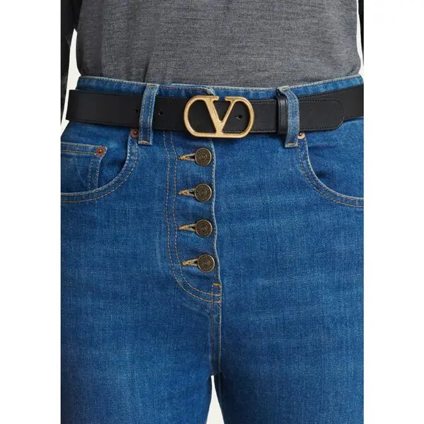 Valentino Garavani Vlogo Signature Leather Belt 30mm - Black