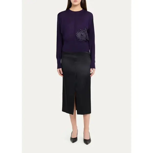 Akris 3d Woven Appliqué Cashmere-silk Dolman-sleeve Sweater - Viola