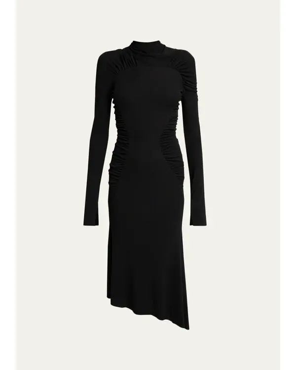 Victoria Beckham High-neck Contour-ruched Midi Dress - Black