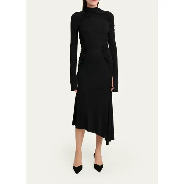 Victoria Beckham High-neck Contour-ruched Midi Dress