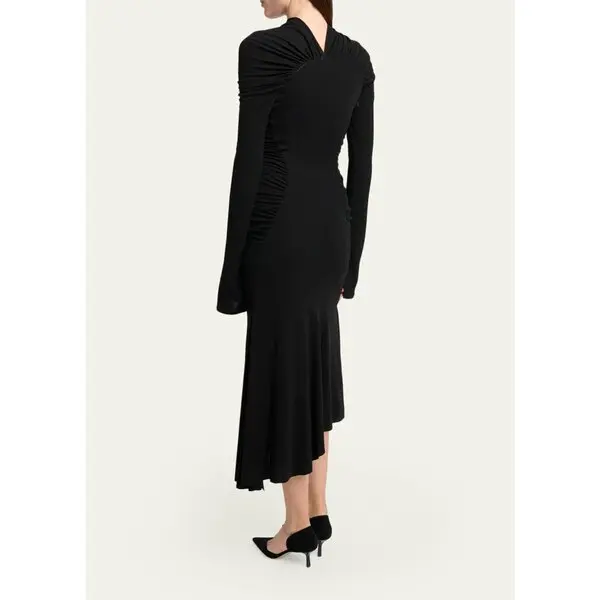 Victoria Beckham High-neck Contour-ruched Midi Dress