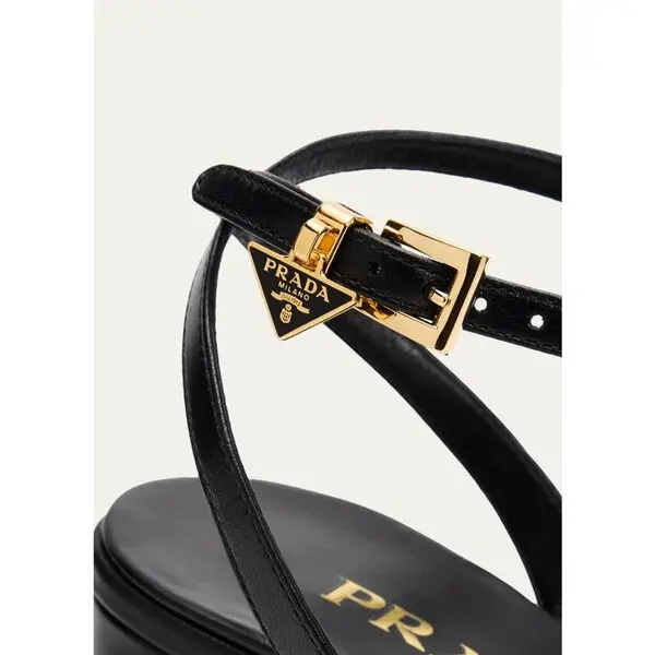 Prada 65mm Knotted Leather Block-heel Sandals