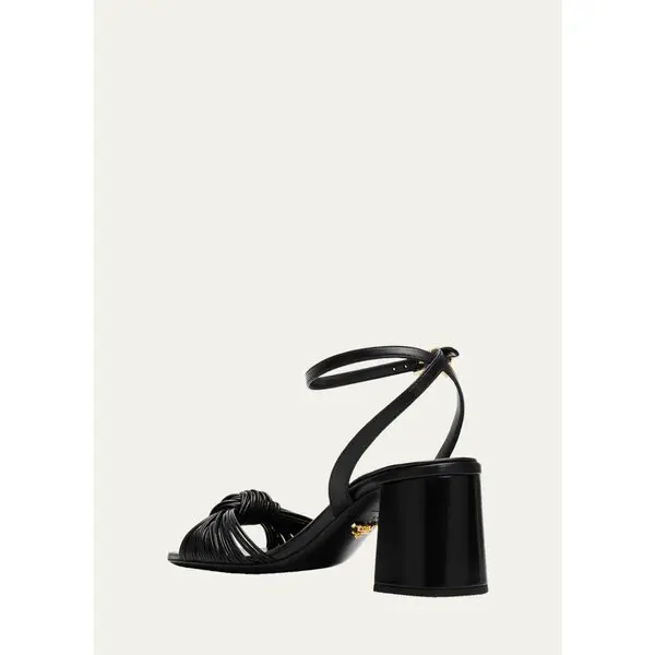 Prada 65mm Knotted Leather Block-heel Sandals