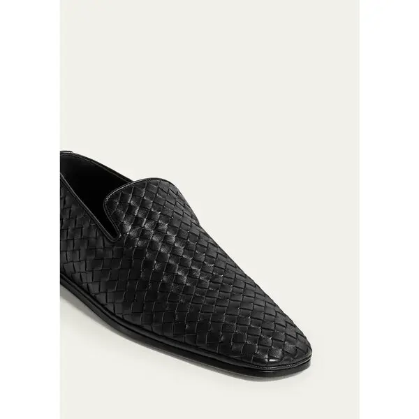 Bottega Veneta Palazzo Intrecciato Leather Square-toe Slippers