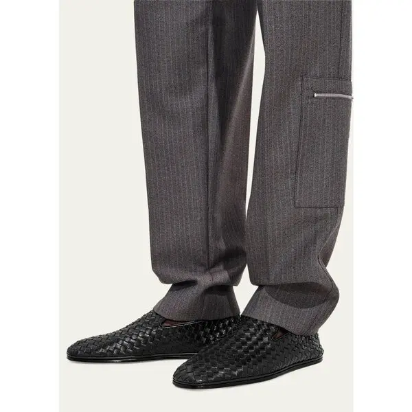 Bottega Veneta Palazzo Intrecciato Leather Square-toe Slippers