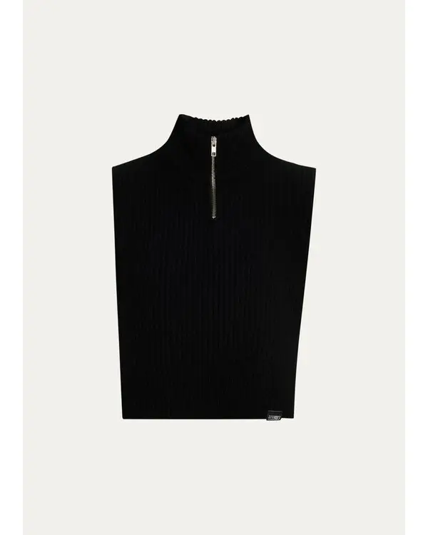 MAISON MARGIELA Cropped Wool-blend Sweater Vest - Black