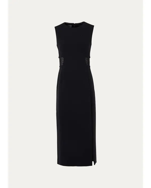 Akris Sleeveless Lace-inset Wool Double-face Midi Dress