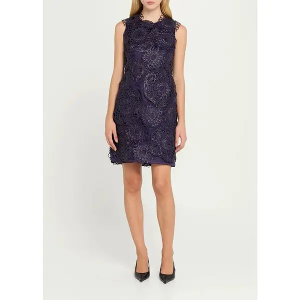 Akris Anemone Aetz Embroidered Organza Sleeveless Mini Dress