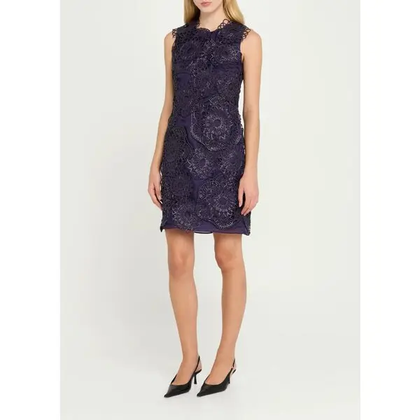 Akris Anemone Aetz Embroidered Organza Sleeveless Mini Dress