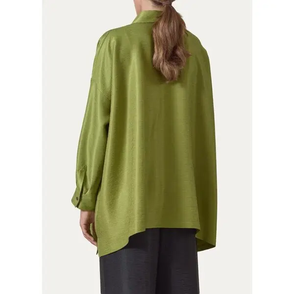 Eskandar Wide A-line Shirt With Collar Long Length