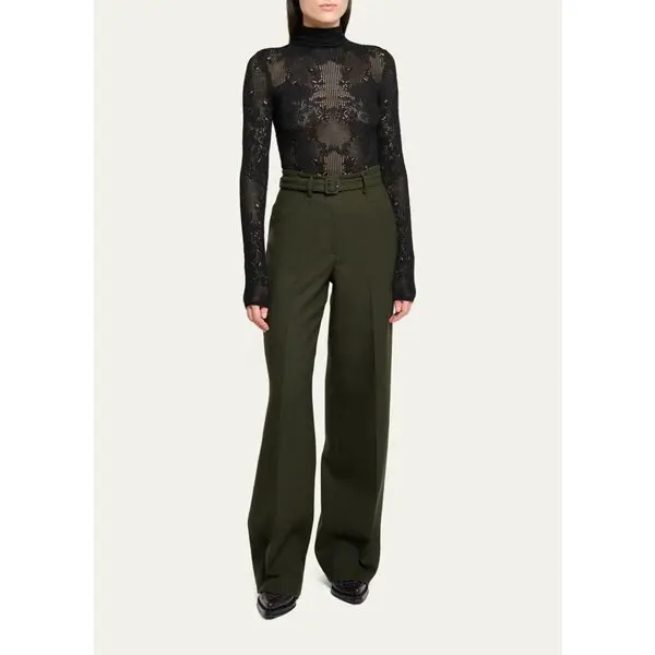 Gabriela Hearst Waite Mock-neck Lace Knit Long-sleeve Top