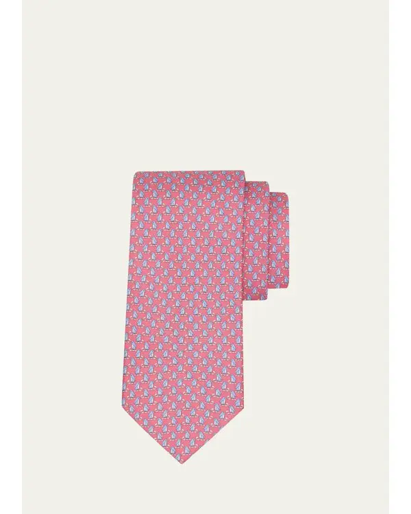FERRAGAMO Penguin On Sled Silk Tie - Rosa
