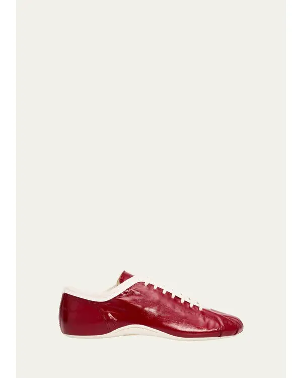 Dries Van Noten Leren Glossy Eel-effect Leather Slim Sneakers