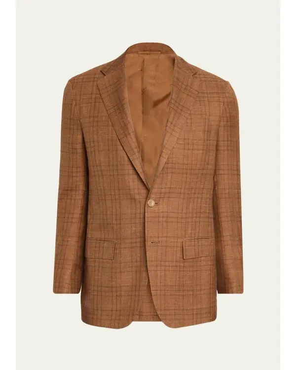 Kiton Cashmere Linen Plaid Sport Coat