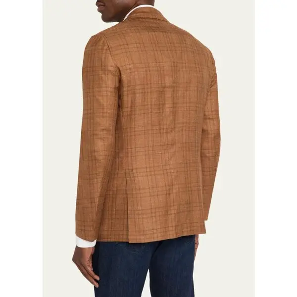 Kiton Cashmere Linen Plaid Sport Coat