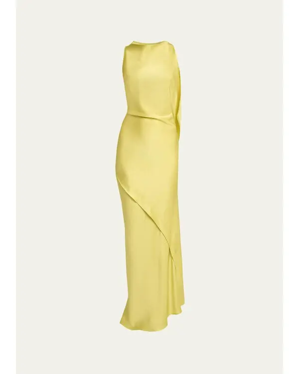 Victoria Beckham Sleeveless Draped Satin Gown