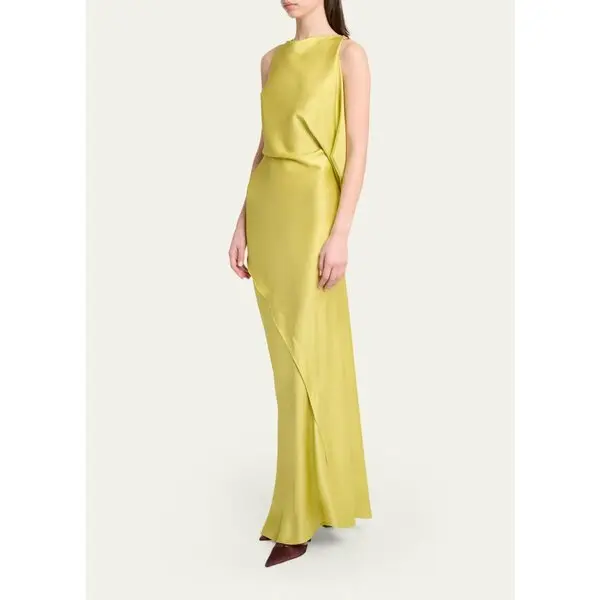 Victoria Beckham Sleeveless Draped Satin Gown