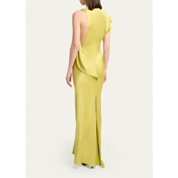 Victoria Beckham Sleeveless Draped Satin Gown