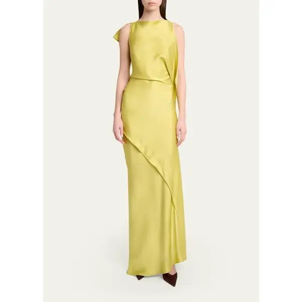 Victoria Beckham Sleeveless Draped Satin Gown