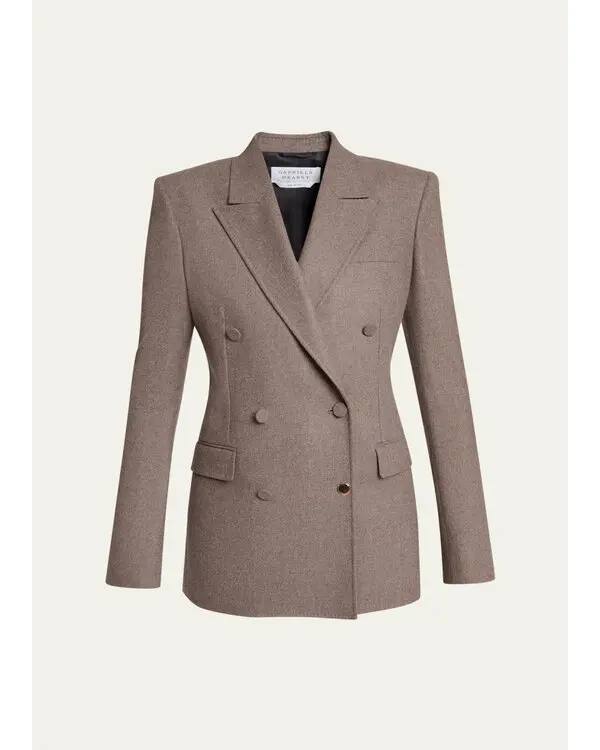 Gabriela Hearst Gavin Wool-cashmere Flannel Double-breasted Blazer Jacket - Walnut