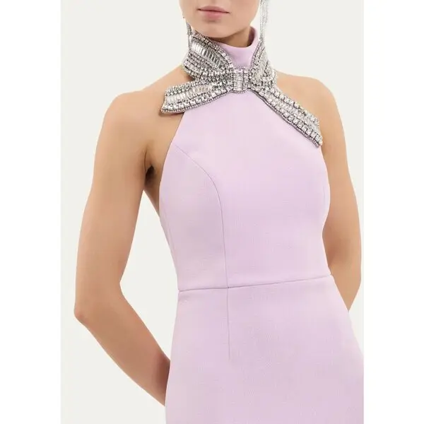 Rebecca Vallance Yolanda Diamante Bow Halter Column Gown