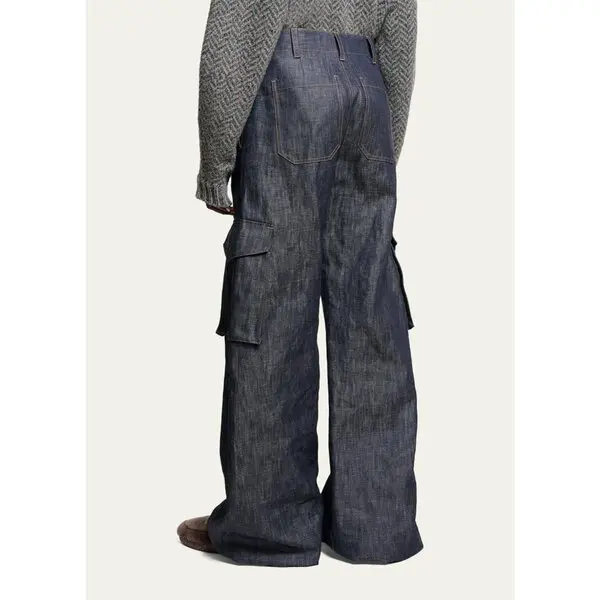 Gabriela Hearst Eos Cotton-linen Sculptural Flared Cargo Pants