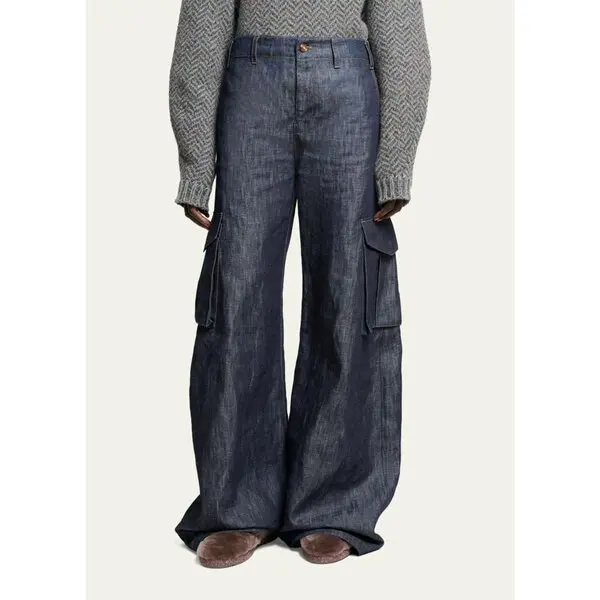 Gabriela Hearst Eos Cotton-linen Sculptural Flared Cargo Pants