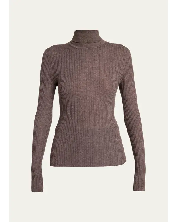 Gabriela Hearst Peppe Turtleneck Cashmere Rib Top