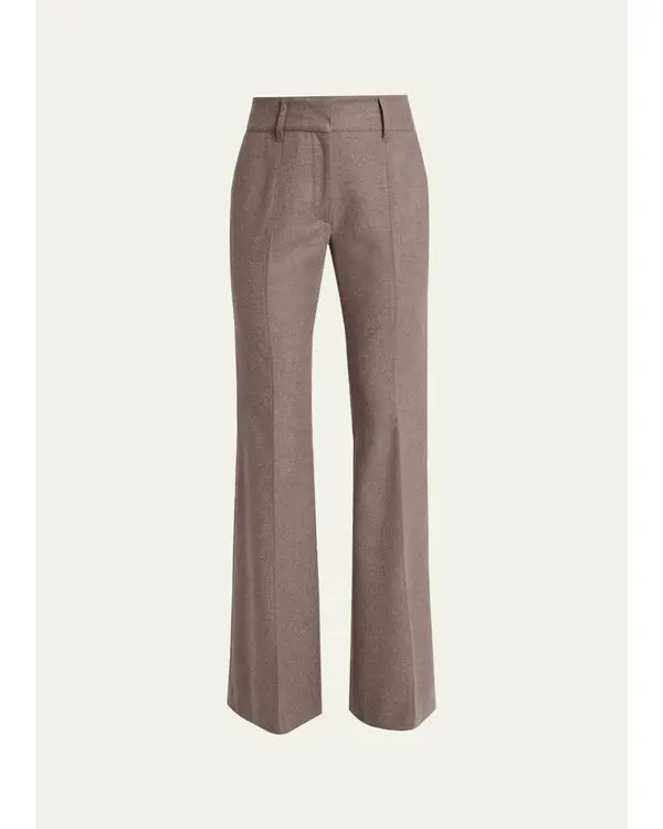 Gabriela Hearst Rhein Wool-cashmere Flannel Flare Pants - Walnut