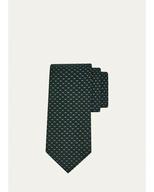 FERRAGAMO Woven Geometric Jacquard Silk Tie