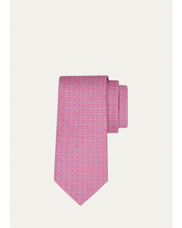 FERRAGAMO Paper Airplane And Gancio Silk Tie