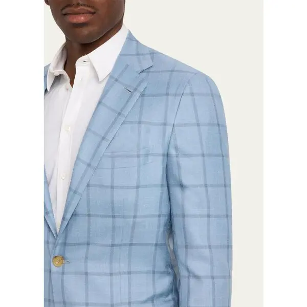Kiton Windowpane Check Cashmere Sport Coat