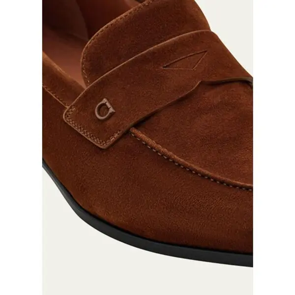 FERRAGAMO Tiberio Soft Suede Penny Loafers