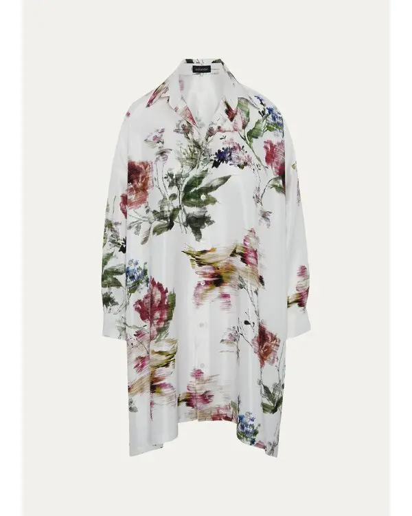 Eskandar Wide A-line Shirt With Collar Long Plus Length