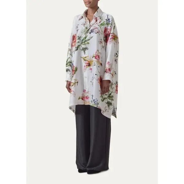 Eskandar Wide A-line Shirt With Collar Long Plus Length