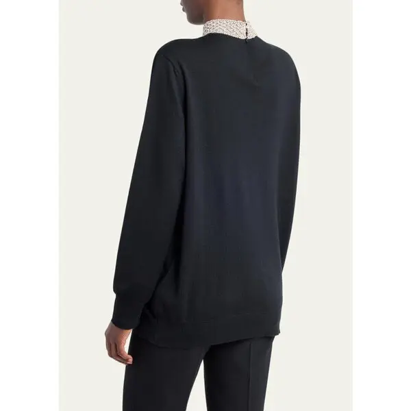 Valentino Garavani Crystal Neck-scarf Wool Sweater