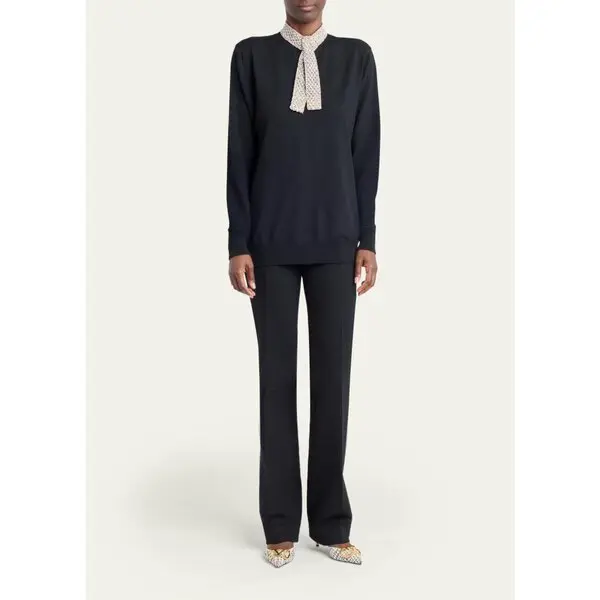 Valentino Garavani Crystal Neck-scarf Wool Sweater