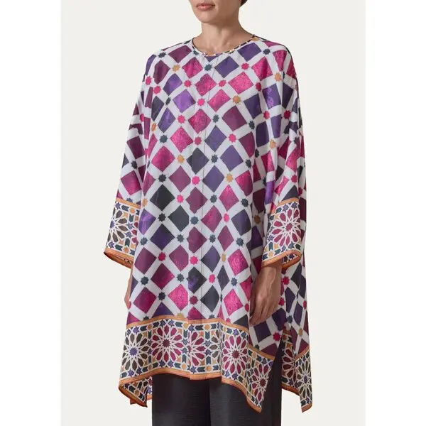Eskandar Wide Bound Neck Shirt Very Long With Slits