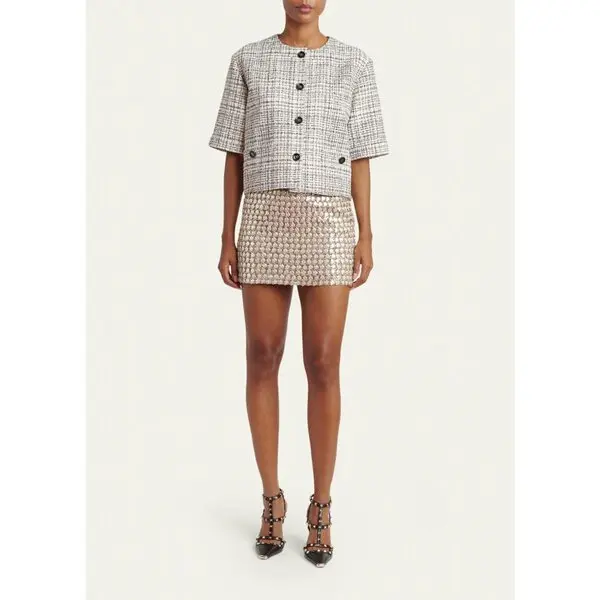 Valentino Garavani Boxy Tweed Short-sleeve Jacket - Vanilla