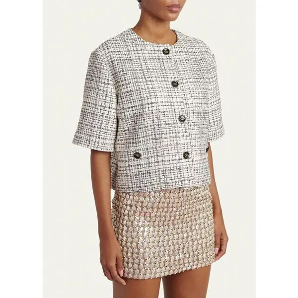 Valentino Garavani Boxy Tweed Short-sleeve Jacket - Vanilla