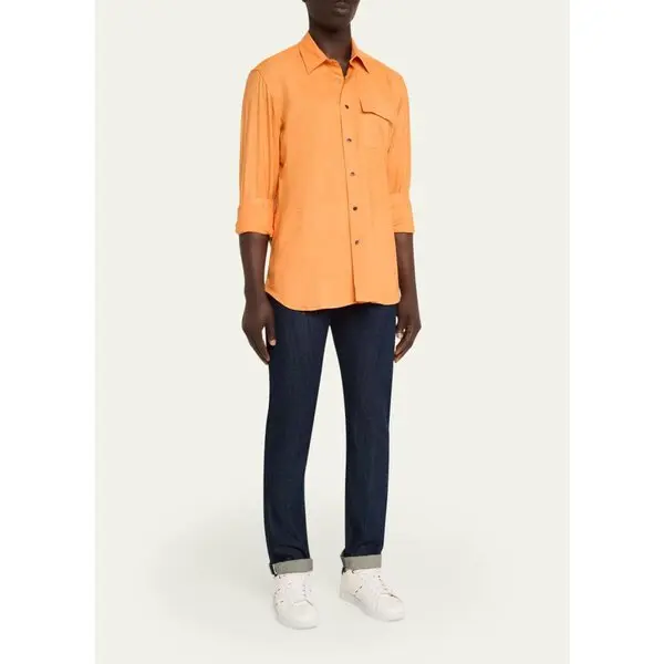 Kiton Cashmere Pocket Snap-placket Shirt