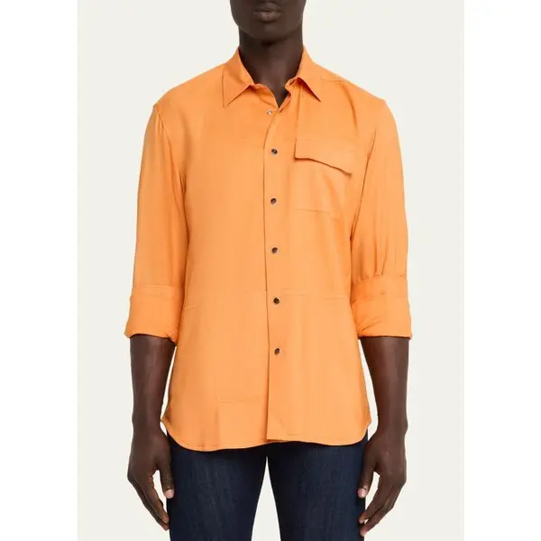 Kiton Cashmere Pocket Snap-placket Shirt