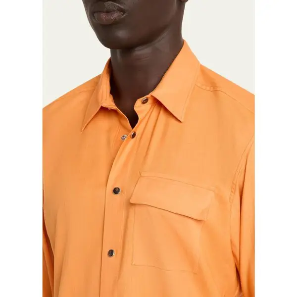 Kiton Cashmere Pocket Snap-placket Shirt