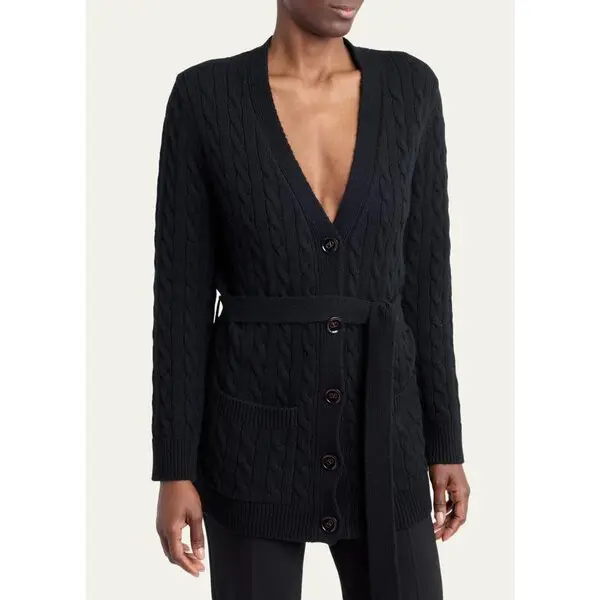 Valentino Garavani V-logo Cashmere Cable Knit V-neck Cardigan
