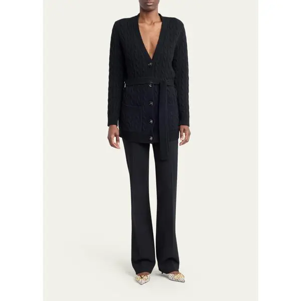 Valentino Garavani V-logo Cashmere Cable Knit V-neck Cardigan