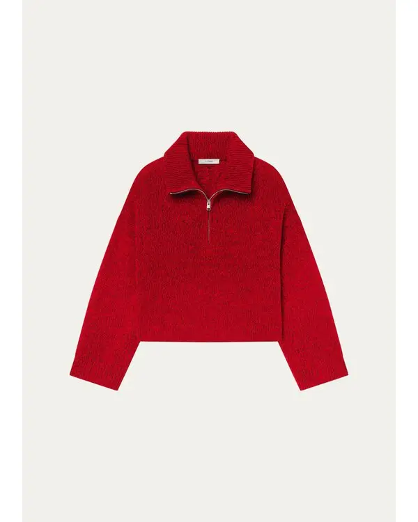 FRAME The Half-zip Marled Knit Sweater