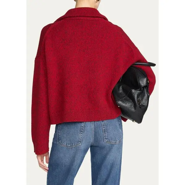 FRAME The Half-zip Marled Knit Sweater