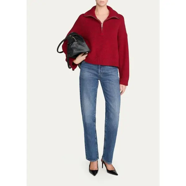 FRAME The Half-zip Marled Knit Sweater